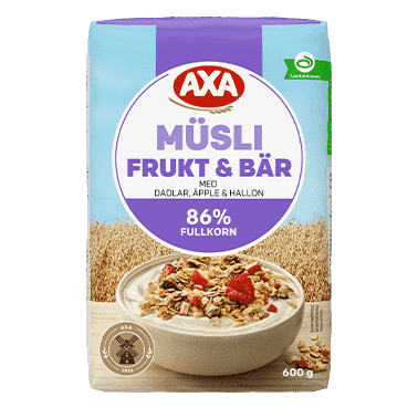 Frukt & Bär Müsli med dadlar, äpple och hallon | AXA